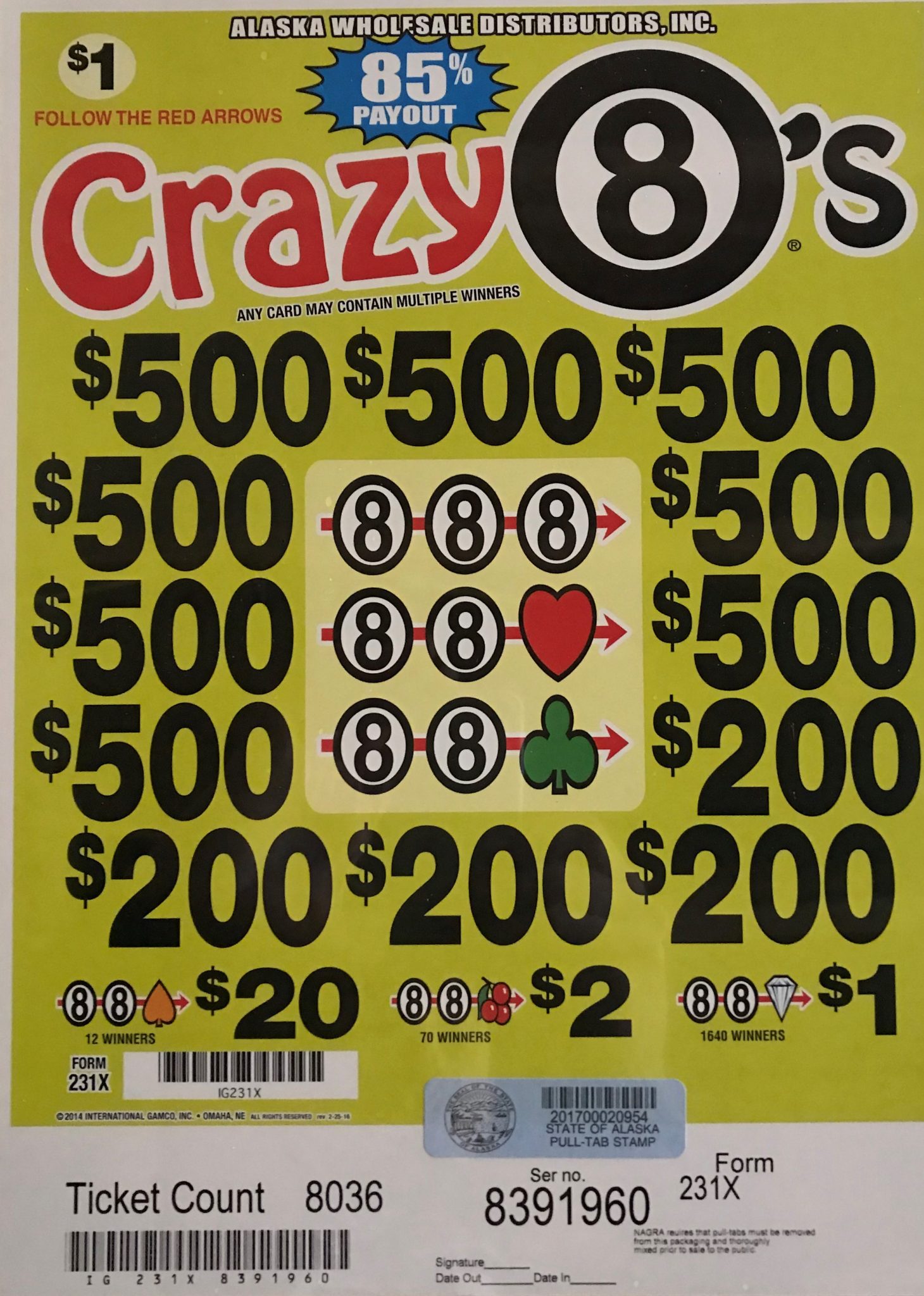 Pulltabs, Coinboards, Pickboards | Alaska Wholesale LLC | Alaska ...